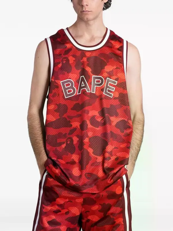 A BATHING APE Camouflage Print Mesh Tank Top