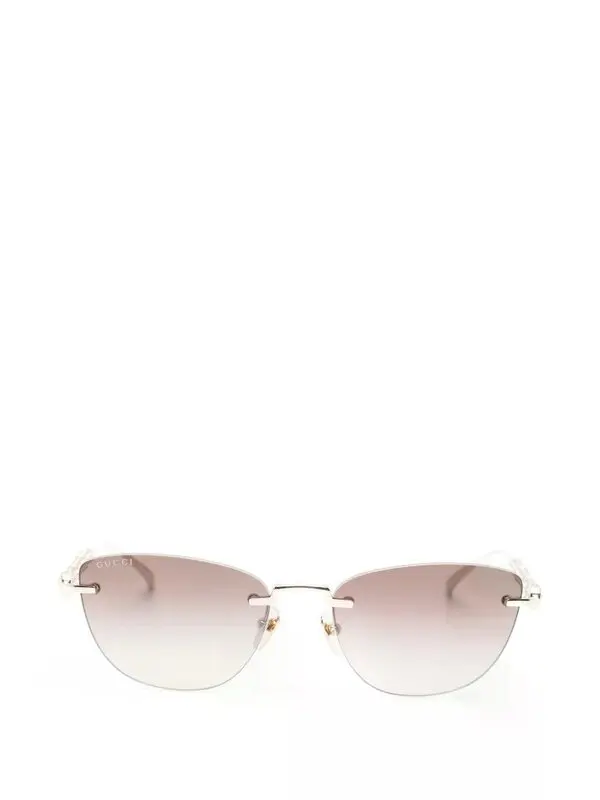 Gucci Bamboo Crystal-embellished Sunglasses - Gold