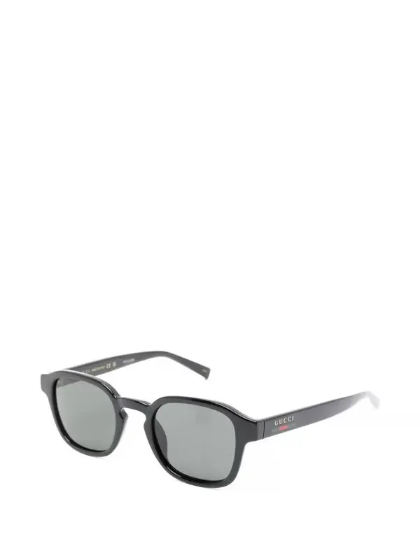 Gucci Geometric-frame Sunglasses With Web Stripe Detail - Black