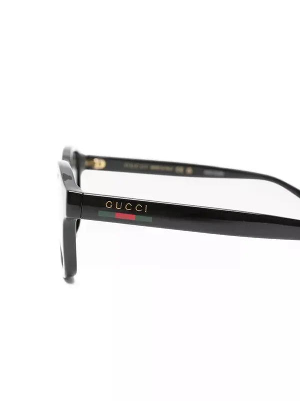 Gucci Geometric-frame Sunglasses With Web Stripe Detail