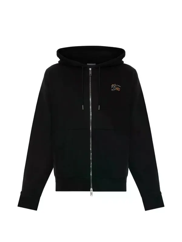 Burberry Logo Embroidered Zip-up Hoodie