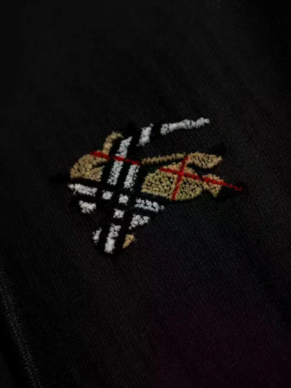 Burberry Logo Embroidered Zip-up Hoodie