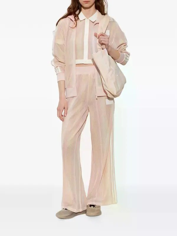 Adidas Striped Mesh Trousers With Logo Patch