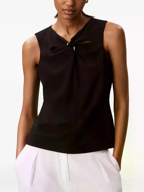Calvin Klein Crepe-texture Sleeveless Top With Twist Detail
