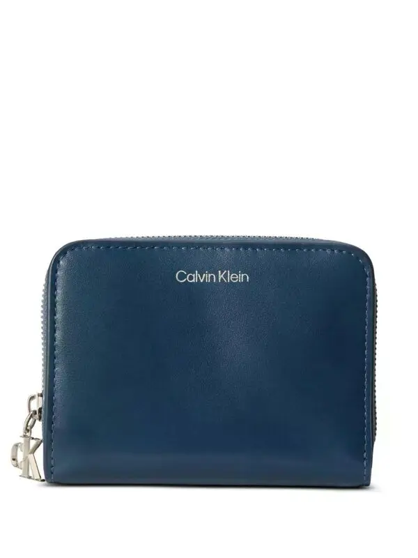 Calvin Klein Monogram-charm Leather Wallet - Blue