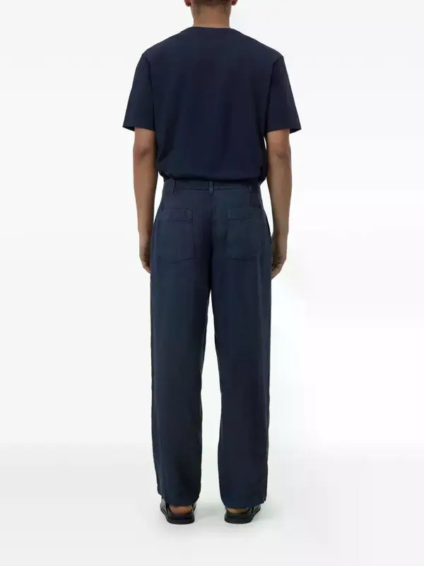 Closed Pleat-detail Linen Trousers