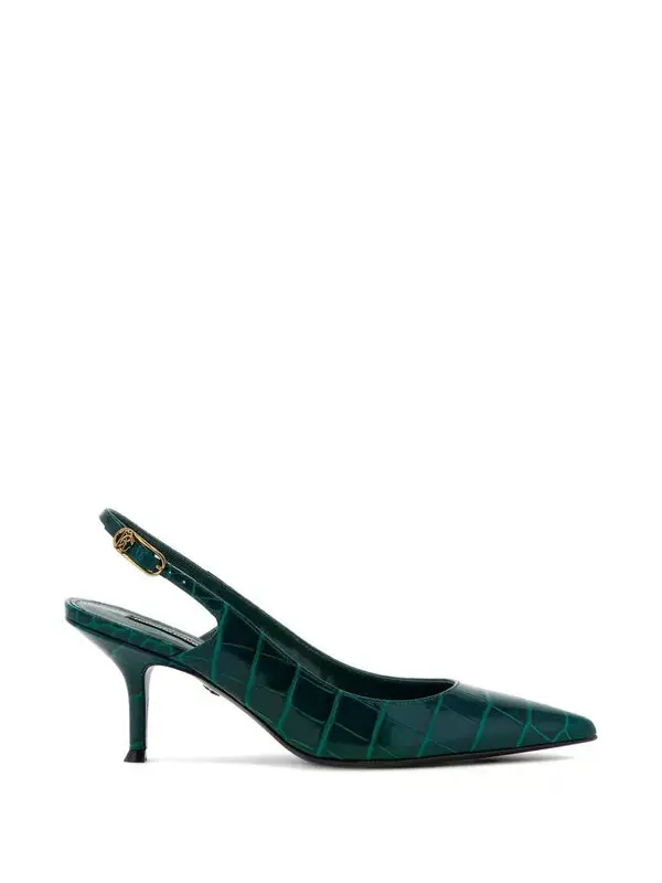 Roberto Cavalli Croc-effect Pointed-toe Slingback Pumps