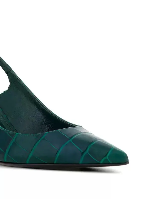 Roberto Cavalli Croc-effect Pointed-toe Slingback Pumps