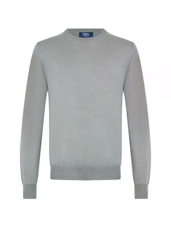 Fedeli Crew Neck Long Sleeve Sweater - Grey