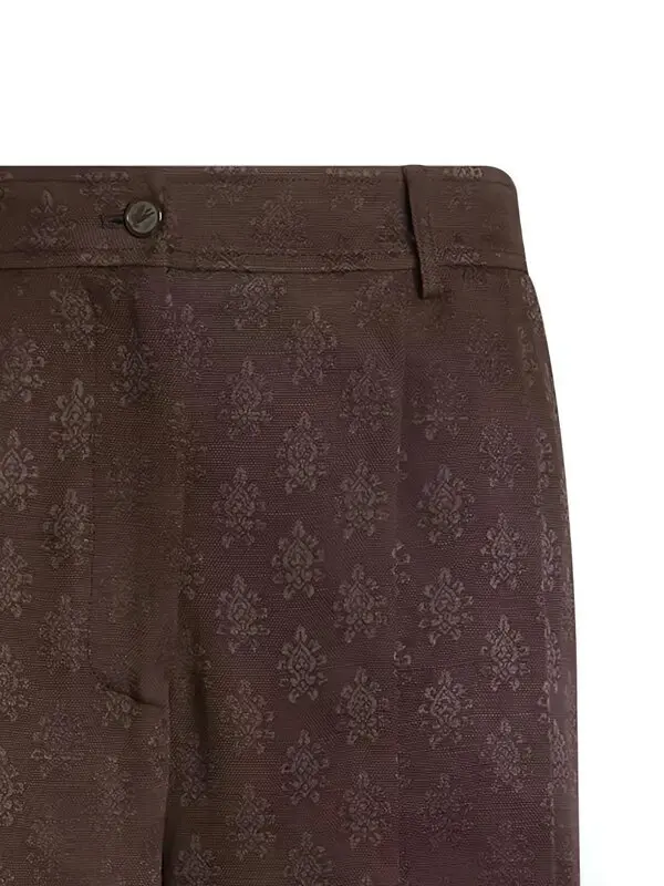 Etro Jacquard Pattern Cuffed Trousers