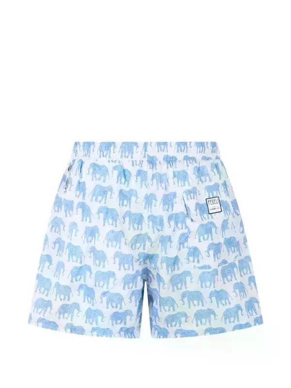 Fedeli Elephant Print Drawstring Swim Shorts