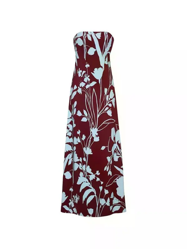 Cara Cara Benita Floral-print Strapless Gown - Red