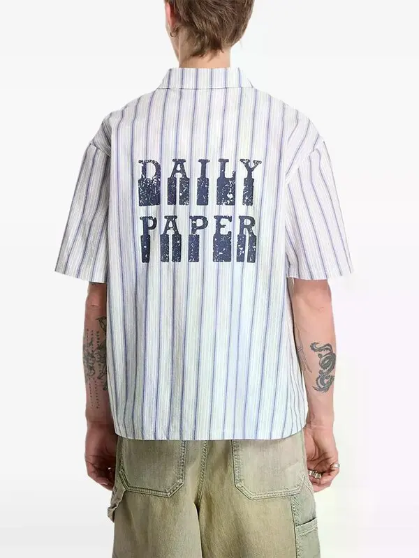 DAILY PAPER Striped Logo Print Shirt