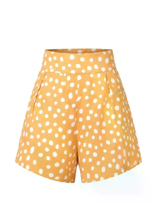 ADRIANA DEGREAS Polka-dot Pleated Shorts - Yellow