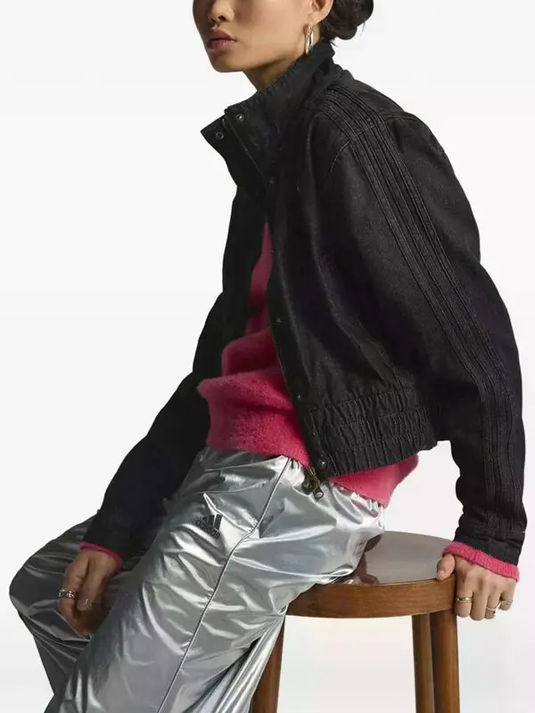 Adidas Denim Track Jacket With Signature 3-stripe Detailing