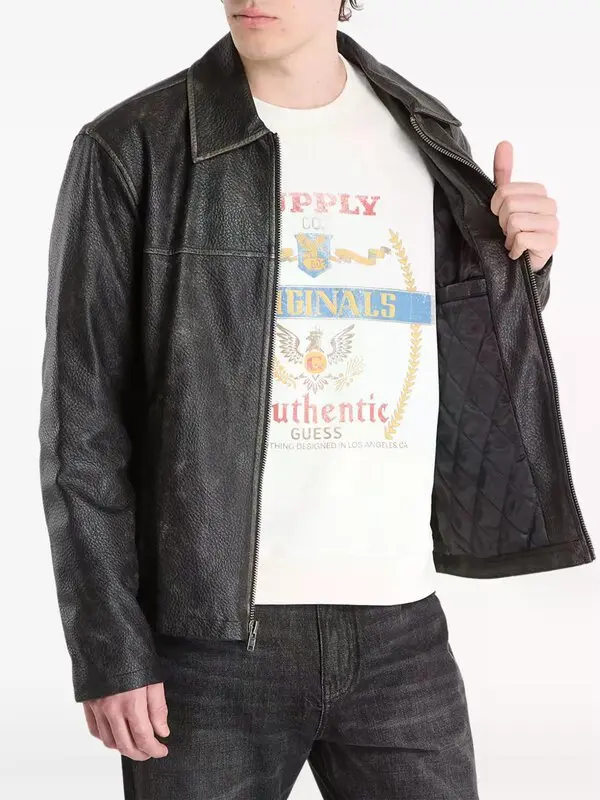 Guess Faded-effect Logo-patch Jacket