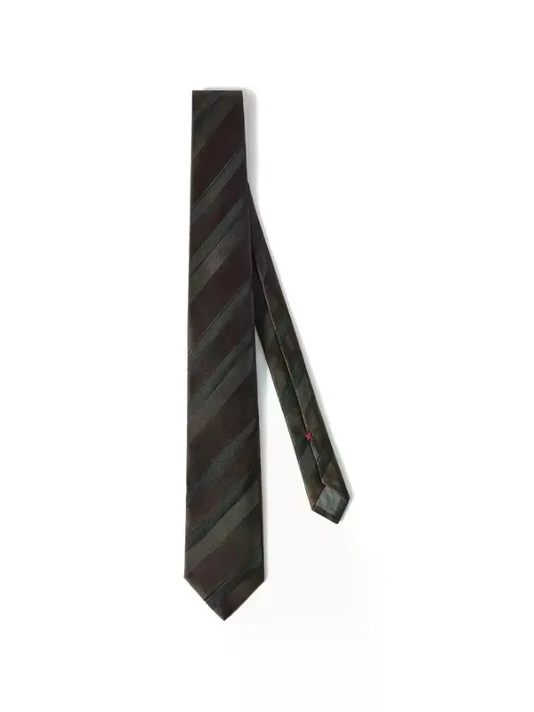 Brunello Cucinelli Regimental Stripe Silk Tie - Brown