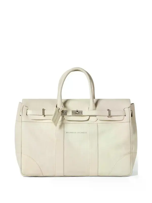 Brunello Cucinelli Grained Calfskin Country Bag - Neutrals