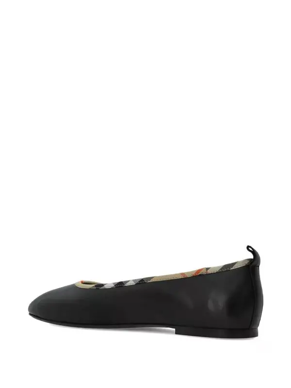 Burberry Robin Check-trim Leather Ballet Flats