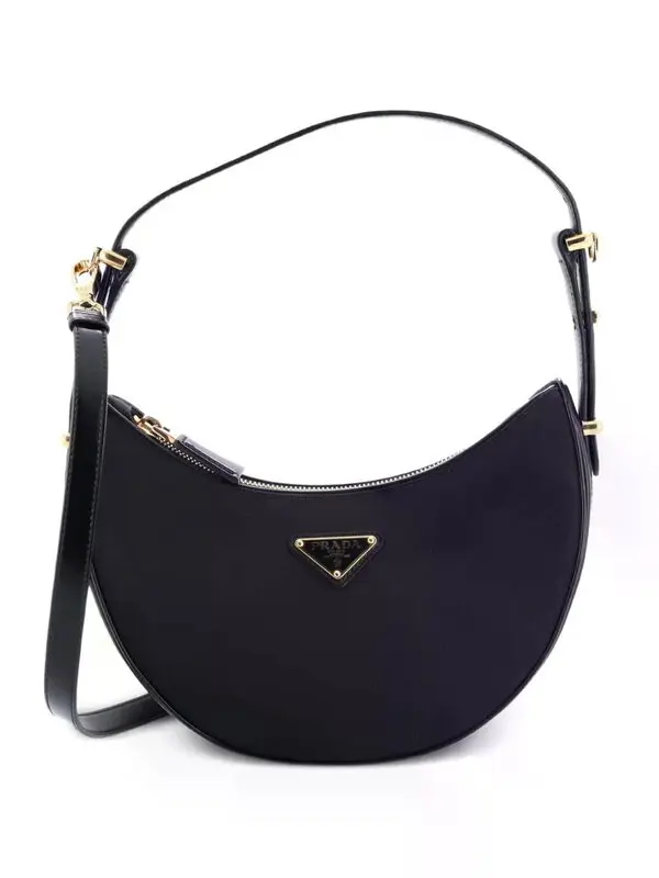 Prada Half Moon Tessuto Hobo Bag - Black