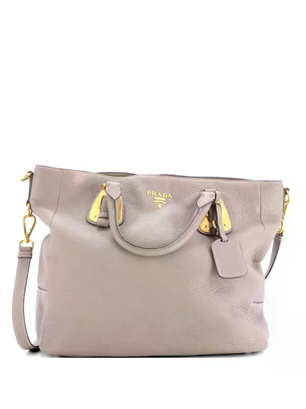 Prada Convertible Vitello Daino Large Tote Bag - Grey