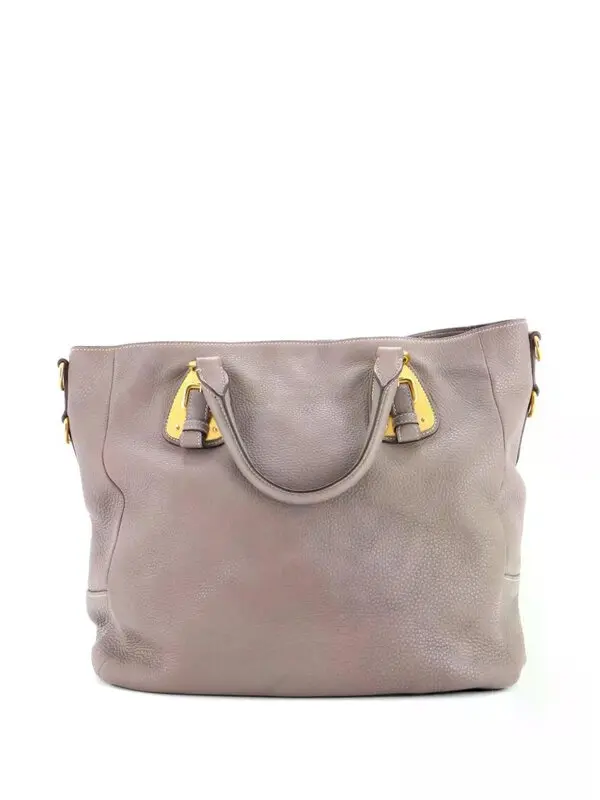 Prada Convertible Vitello Daino Large Tote Bag - Grey