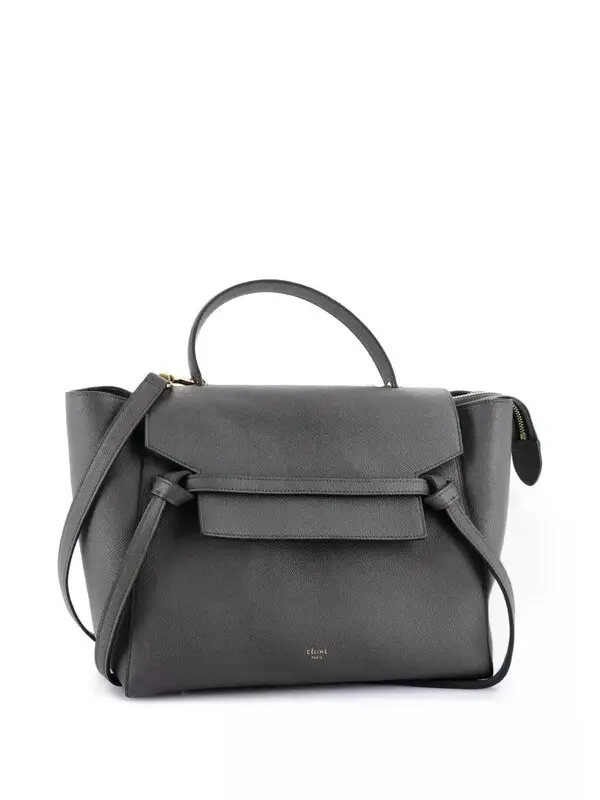 Celine Textured Leather Mini Shoulder Bag - Grey