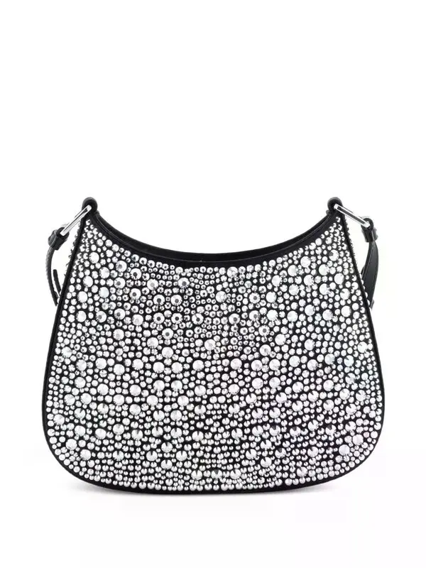 Prada Cleo Embellished Satin Shoulder Bag - Black