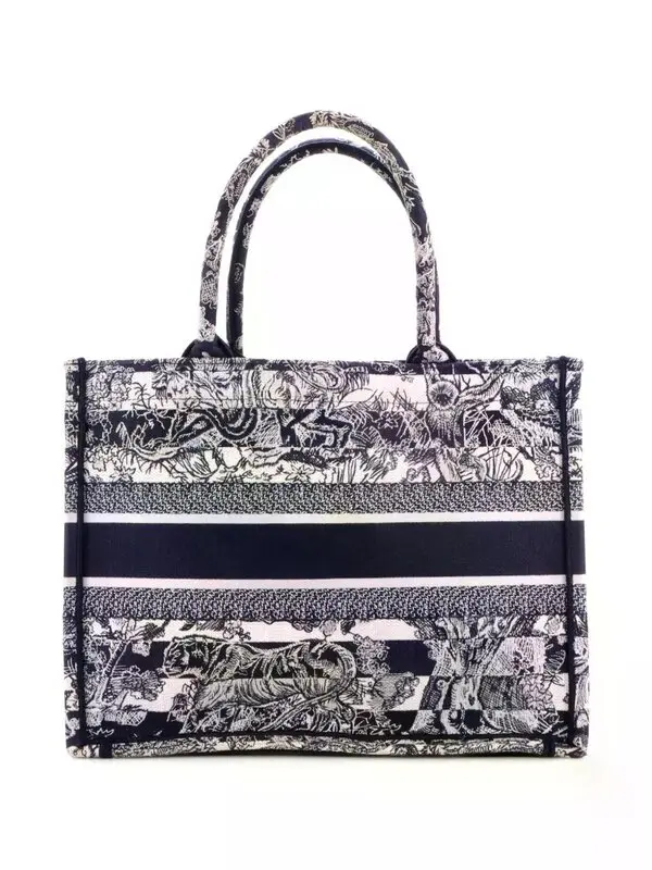 Dior Book Embroidered Canvas Medium Tote Bag - Blue
