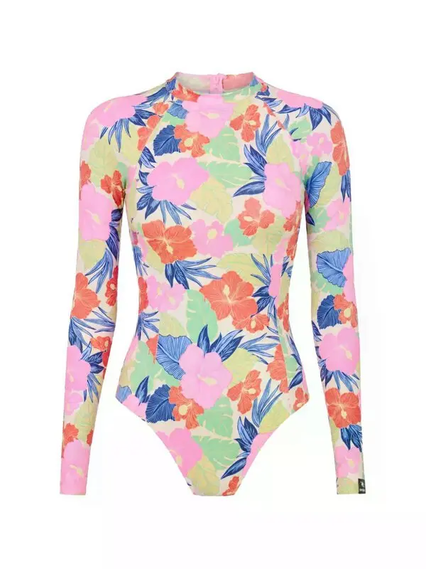 Rip Curl Party Wave Long Sleeve Swimsuit - Neutrals