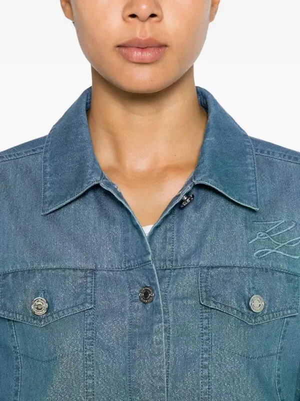 Karl Lagerfeld Embroidered Denim Jacket