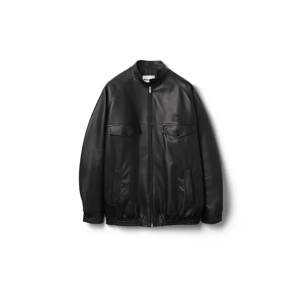 Miu Miu Nappa Leather Jacket With Stand Collar