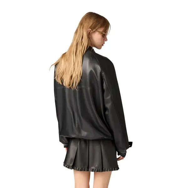 Miu Miu Nappa Leather Jacket With Stand Collar
