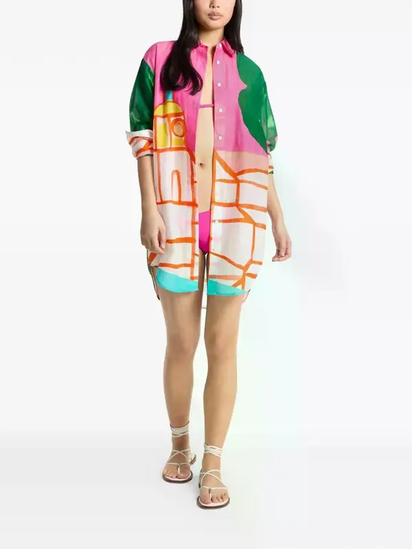 Michael Kors St. Tropez Graphic-print Shirt Dress - Pink