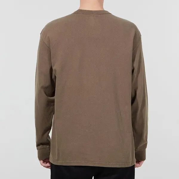 Nike Solid Color Small Logo Round Neck Long Sleeves Coffee T-shirt - Brown