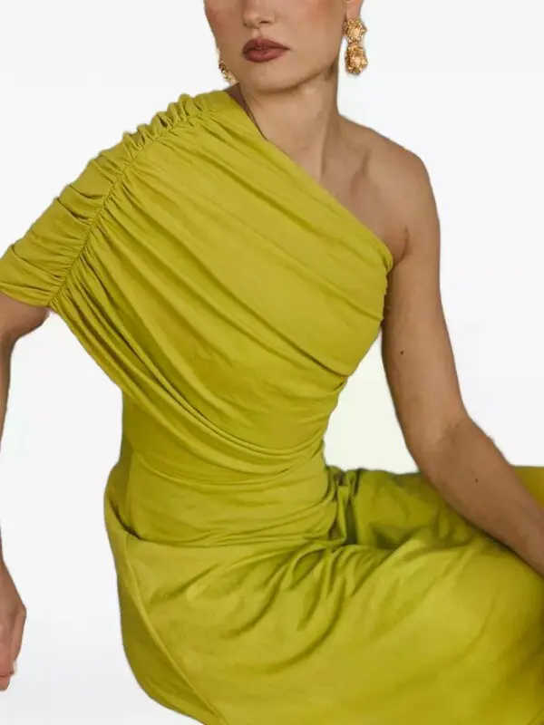Cherubina Kayla Ruched One-shoulder Midi Dress