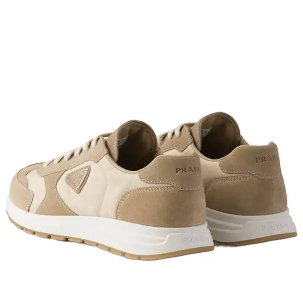 Prada Prax Suede And Re-nylon Sneakers - Desert/ivory