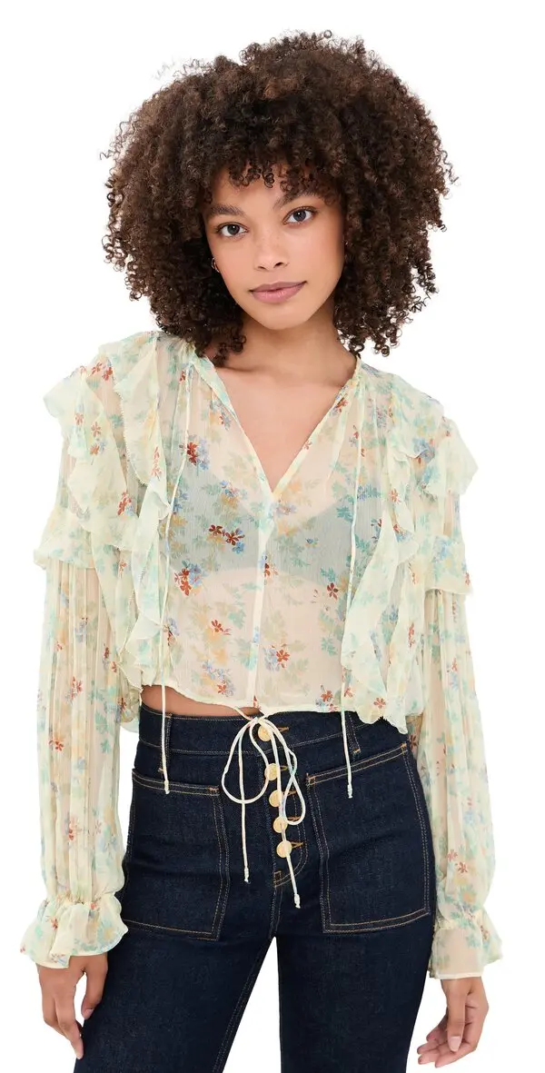 Ulla Johnson Delfina Long Sleeve Silk Blouse - Moon Petal