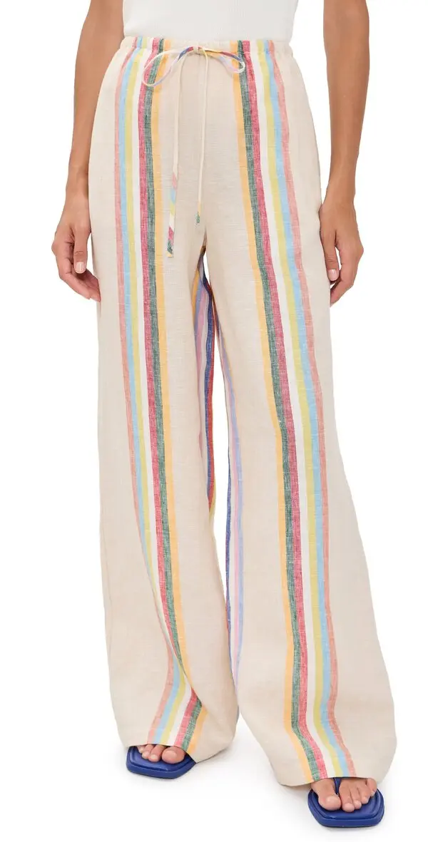Staud Mateo Linen Pants - Day Trip Stripe