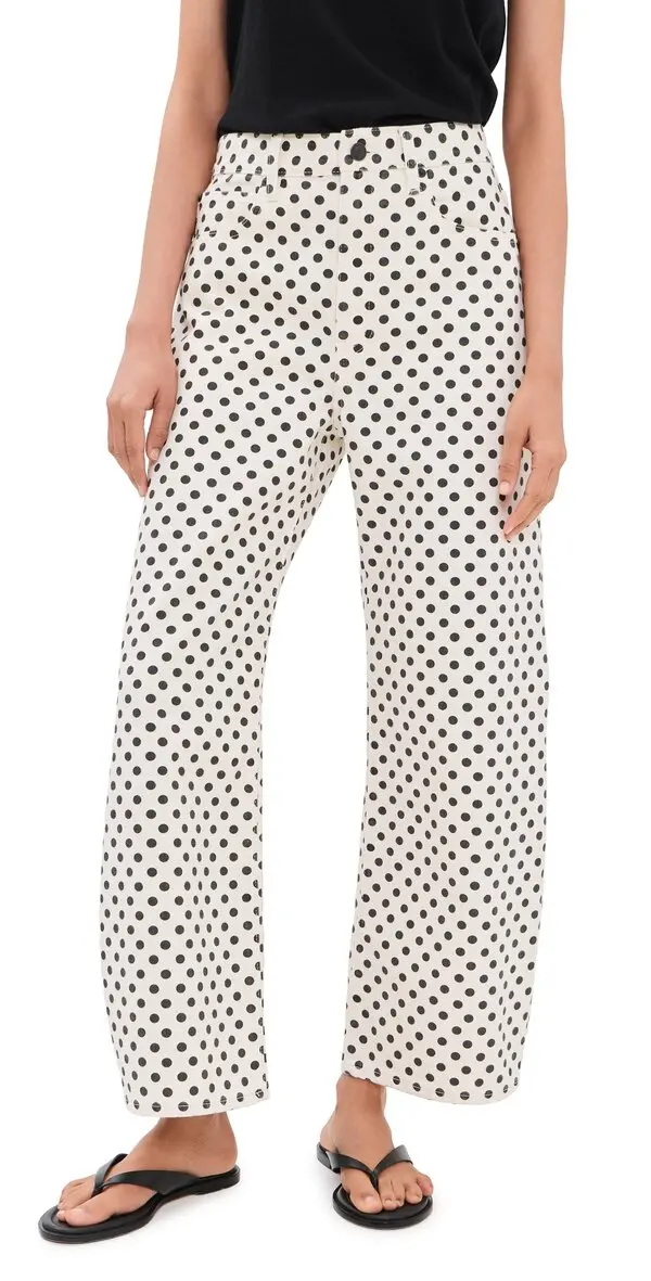 FRAME The Bow Crop Jeans - White Polka Dot