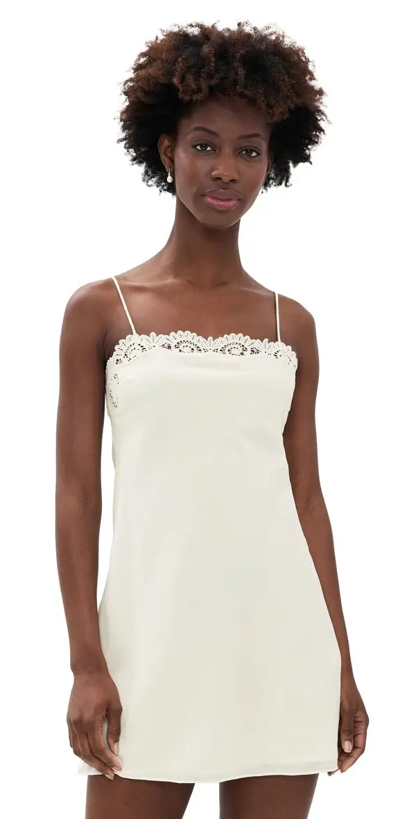 Posse Darya Mini Dress With Scalloped Lace Trim - Cream