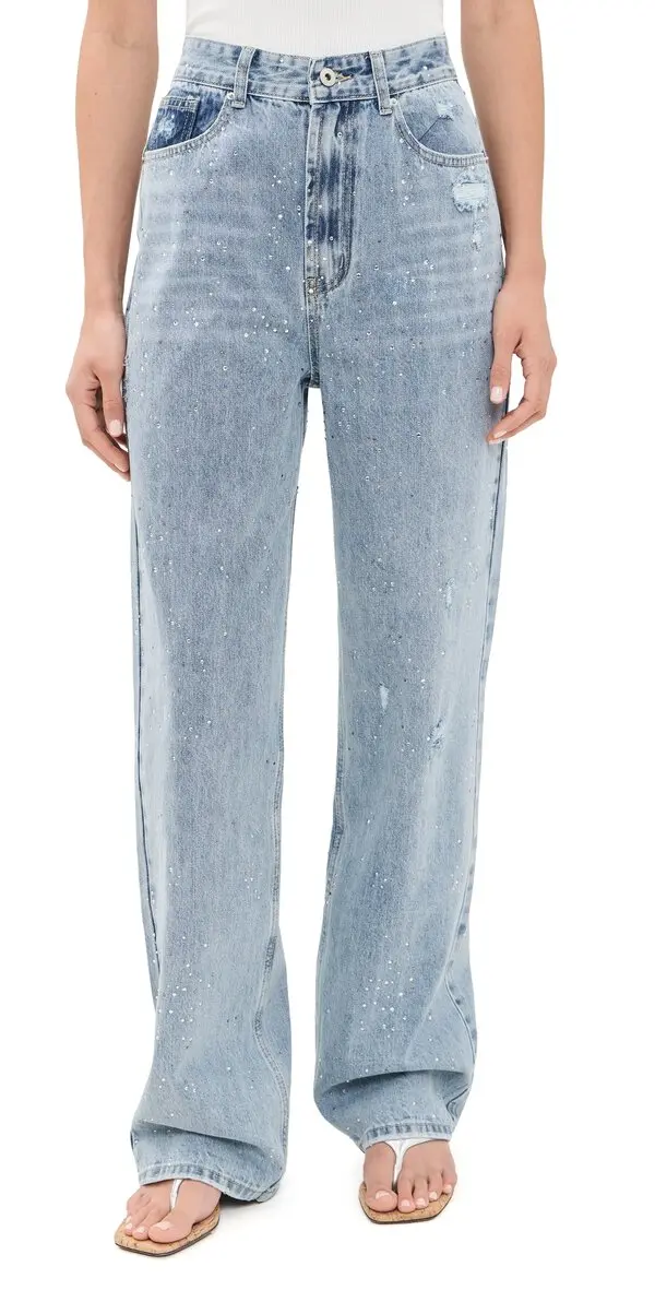 Lioness Diamante Jeans - Light Denim