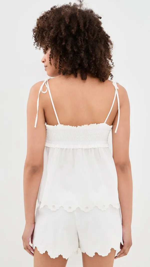 Moon River Scallop Floral Embroidered Top