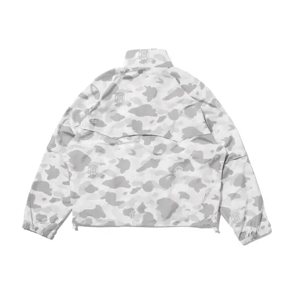 A BATHING APE X Clot Camouflage Detachable Sleeve Rain Jacket - White
