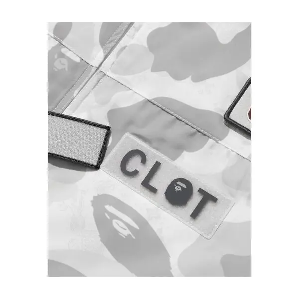 A BATHING APE X Clot Camouflage Detachable Sleeve Rain Jacket - White