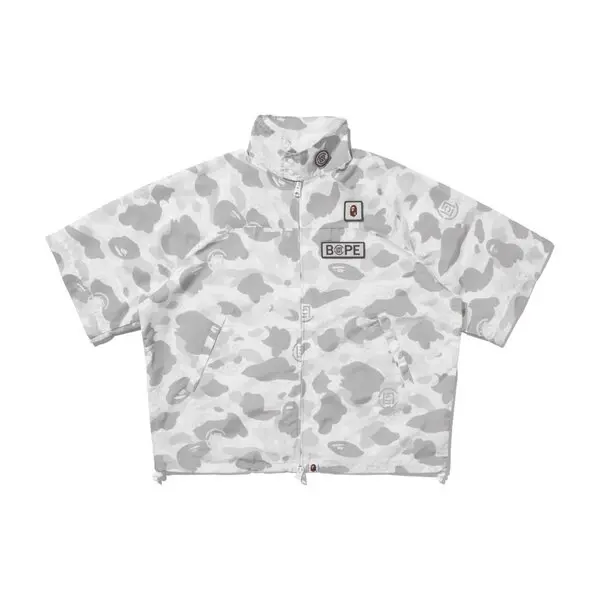A BATHING APE X Clot Camouflage Detachable Sleeve Rain Jacket - White