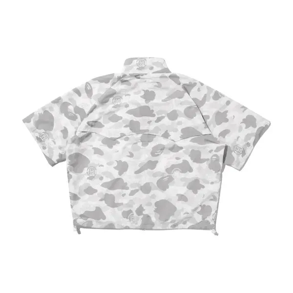 A BATHING APE X Clot Camouflage Detachable Sleeve Rain Jacket - White