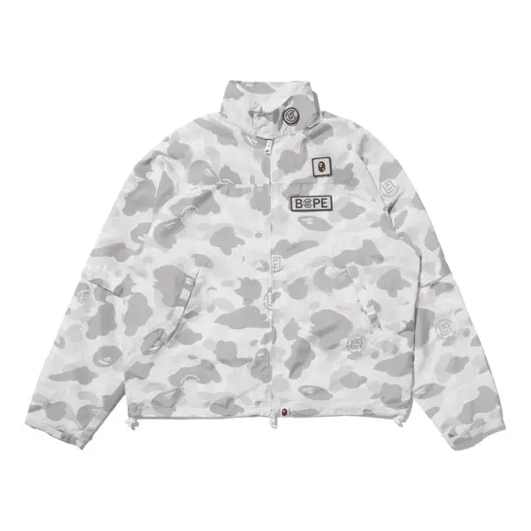 A BATHING APE X Clot Camouflage Detachable Sleeve Rain Jacket - White