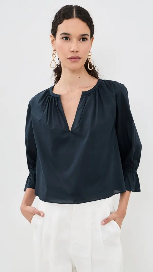 FRAME The Poet Blouse - Navy