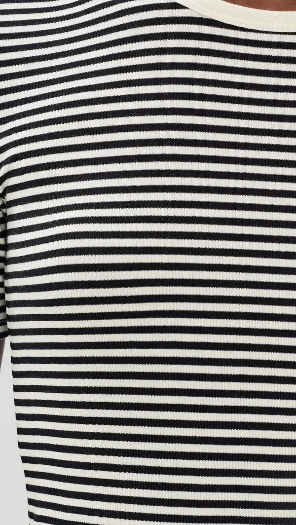 FRAME Fine Rib Crew Tee With Stripes